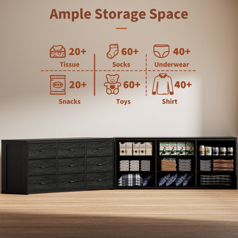 Ebern Designs 63'' W 9-Drawer Dresser & Reviews - Wayfair Canada